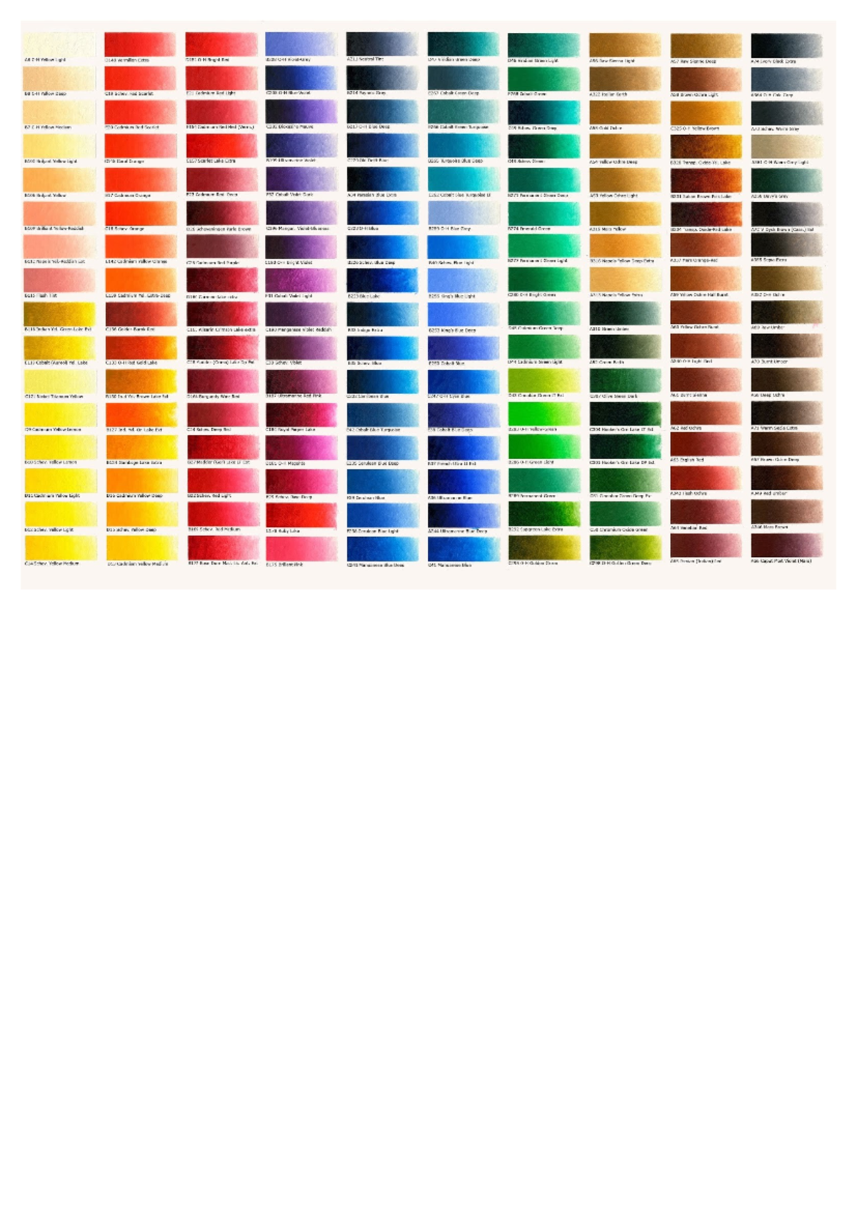 Colores - A6 Yellow Light to Manganese Blue Deep Color Guide - Studocu