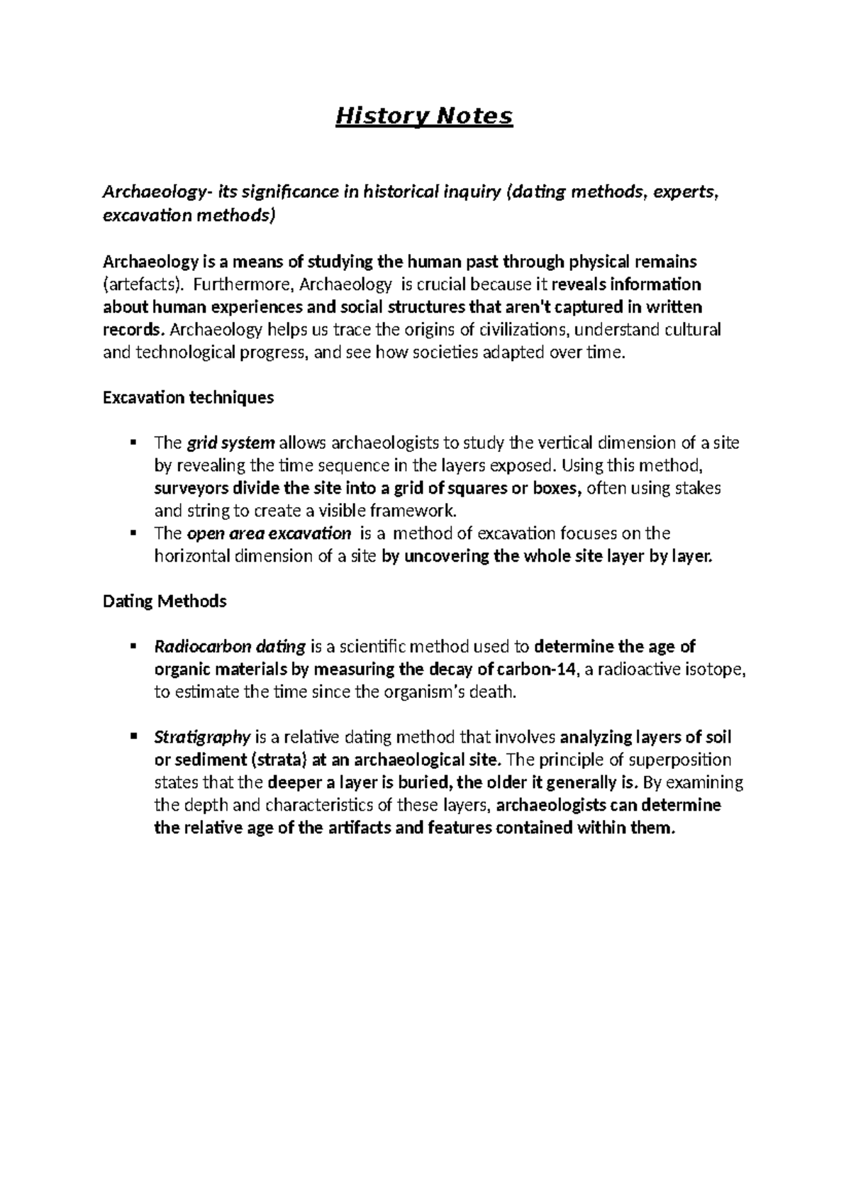History Notes: Significance of Archaeology and the Crusades (HIST 101 ...