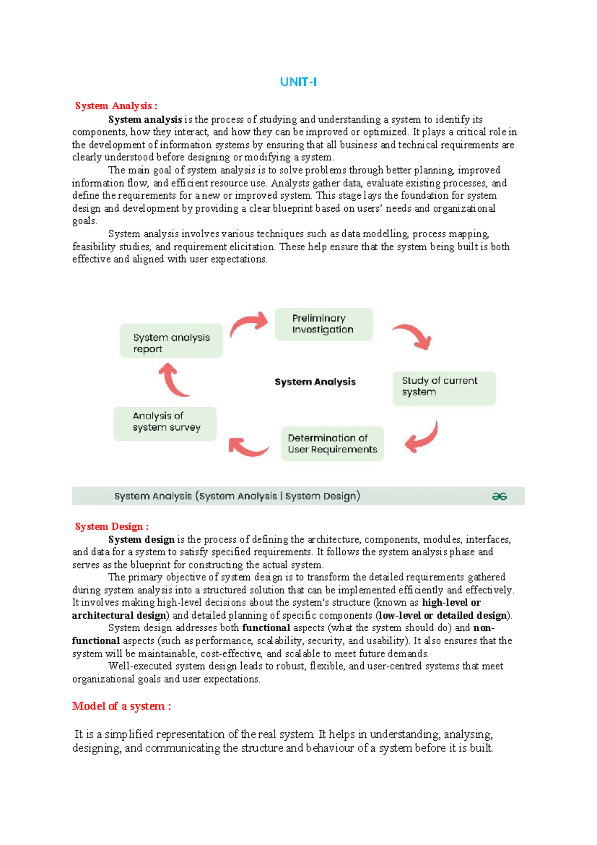 SAD-UNIT-I: Comprehensive Overview of System Analysis and Design - Studocu