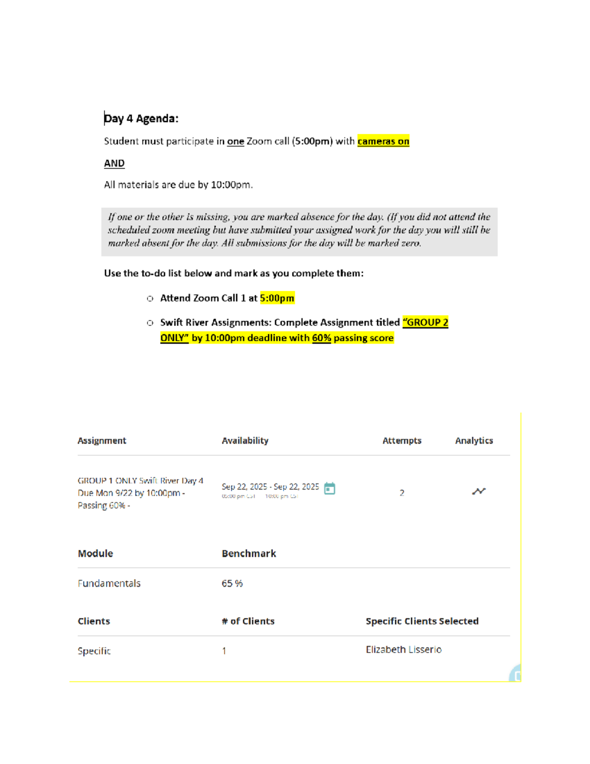 Swift River Day 4: Zoom Call & Assignment Submission Guidelines - Studocu