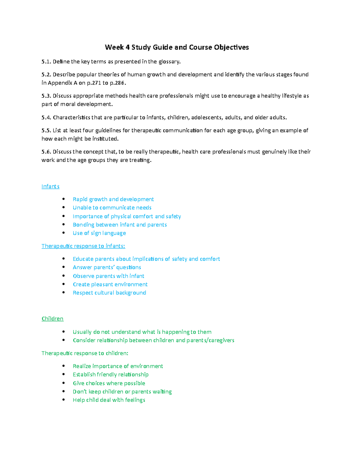 Week 4 Study Guide - Week 4 Study Guide and Course Objectives Define ...