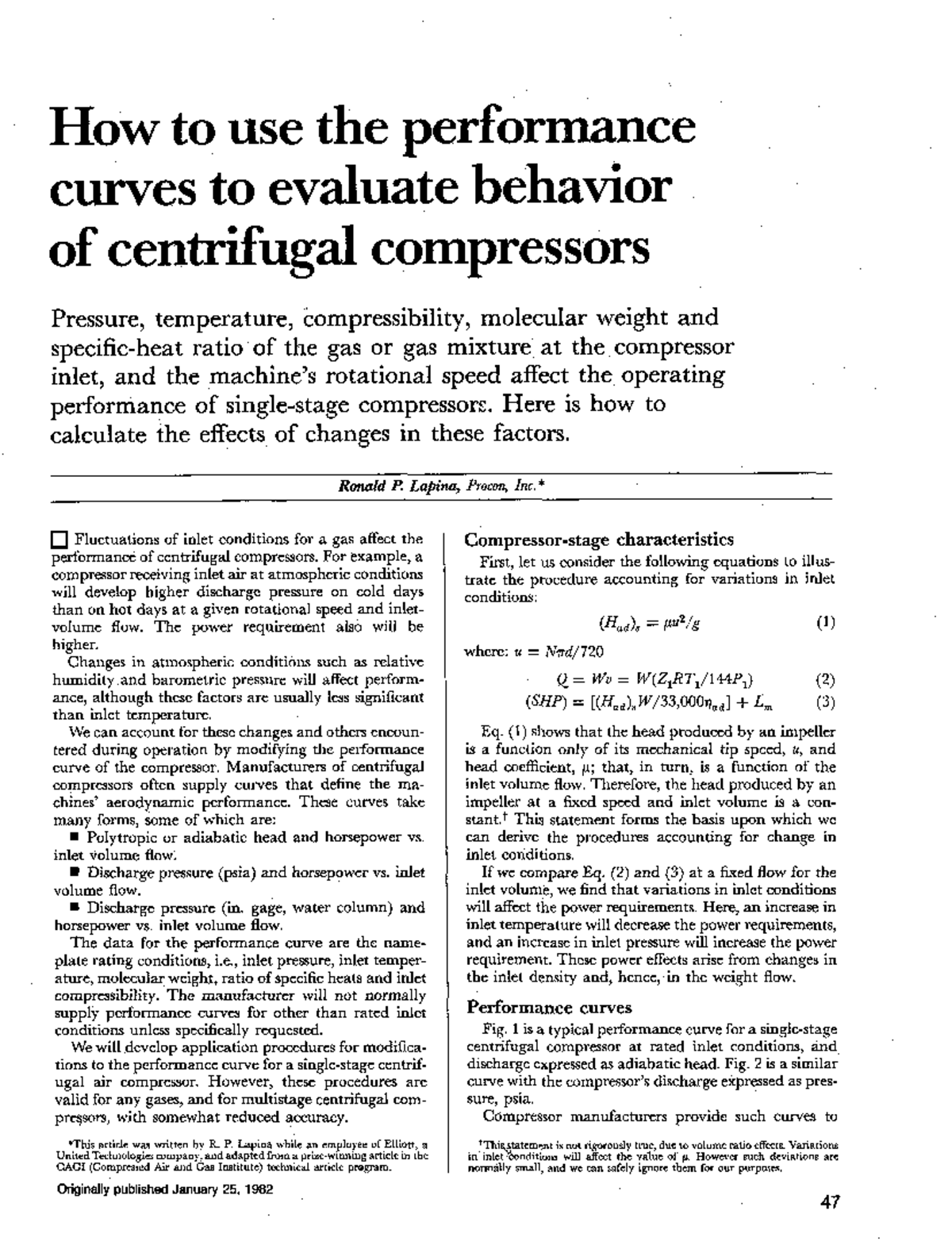 Evaluating Centrifugal Compressor Behavior Using Performance Curves ...