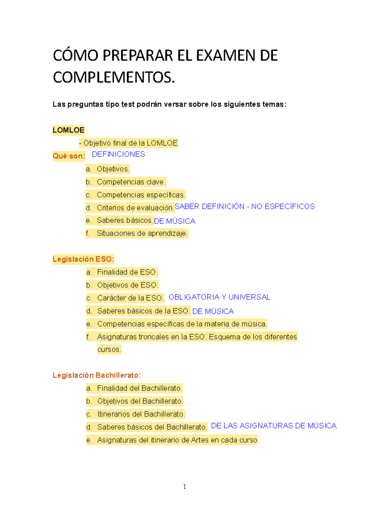 Preparar examen Complementos - CÓMO PREPARAR EL EXAMEN DE COMPLEMENTOS ...