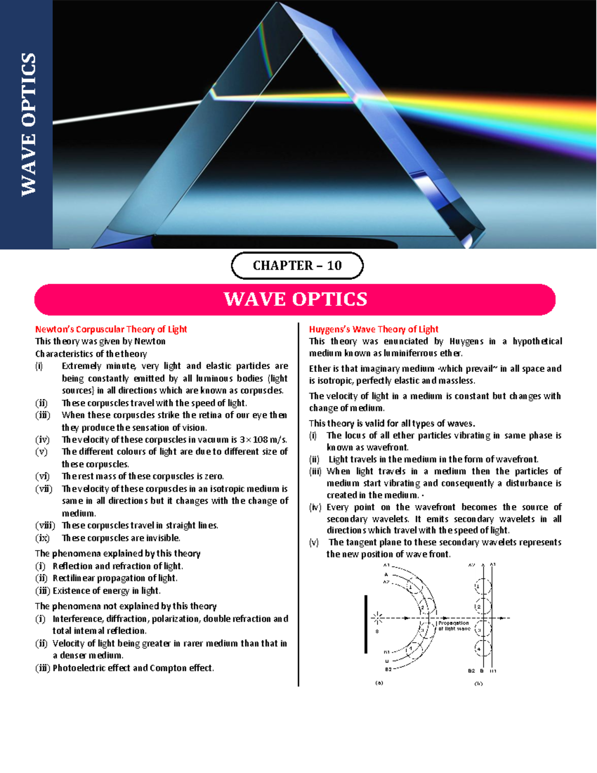 CUET Wave Optics - Comprehensive Notes for Exam Preparation - Studocu