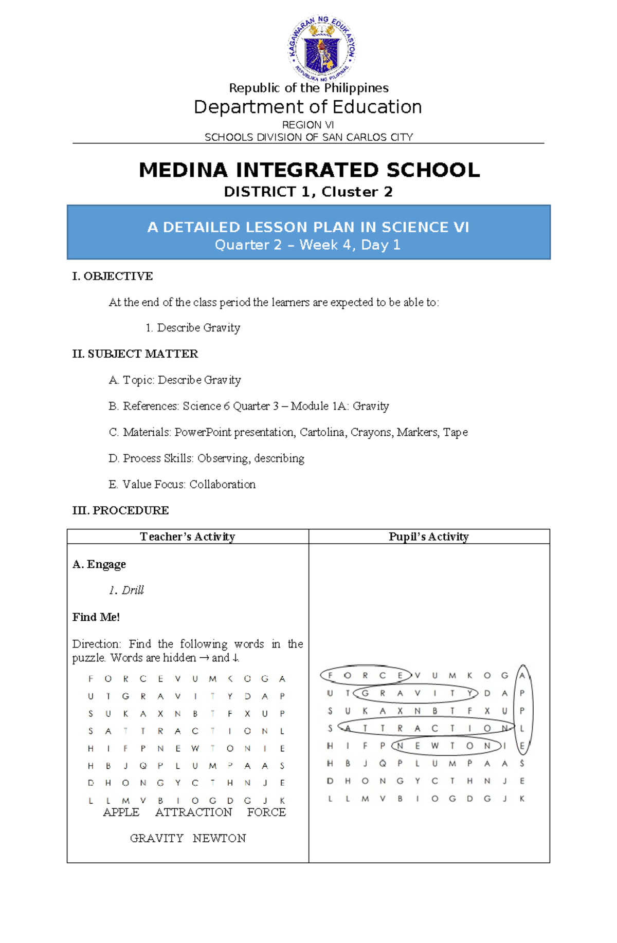Science DLP VI - LESSON PLAN - Department of Education REGION VI ...
