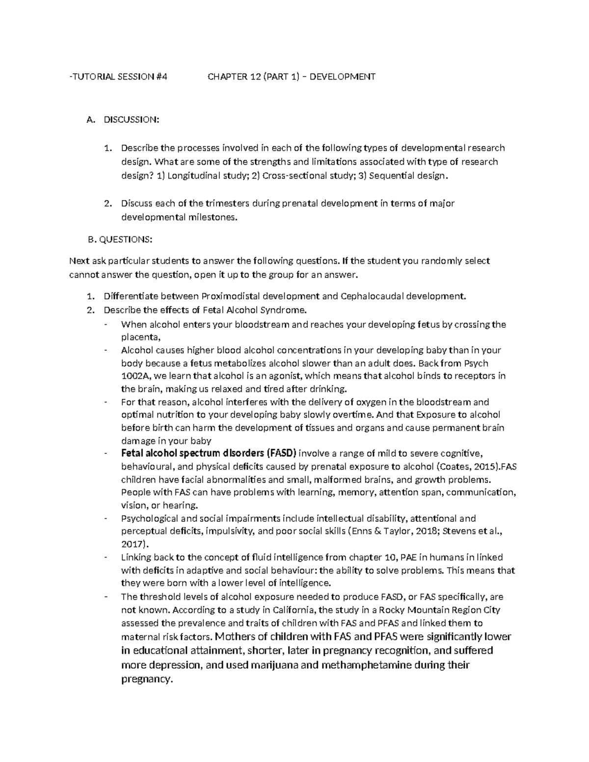 Psych 1002A: Chapter 12 Development - Key Concepts & Discussion - Studocu