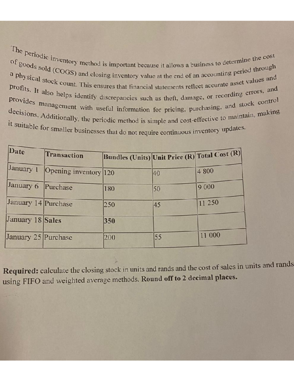 Inventory Practice Question: COGS & Closing Stock Calculation - Studocu