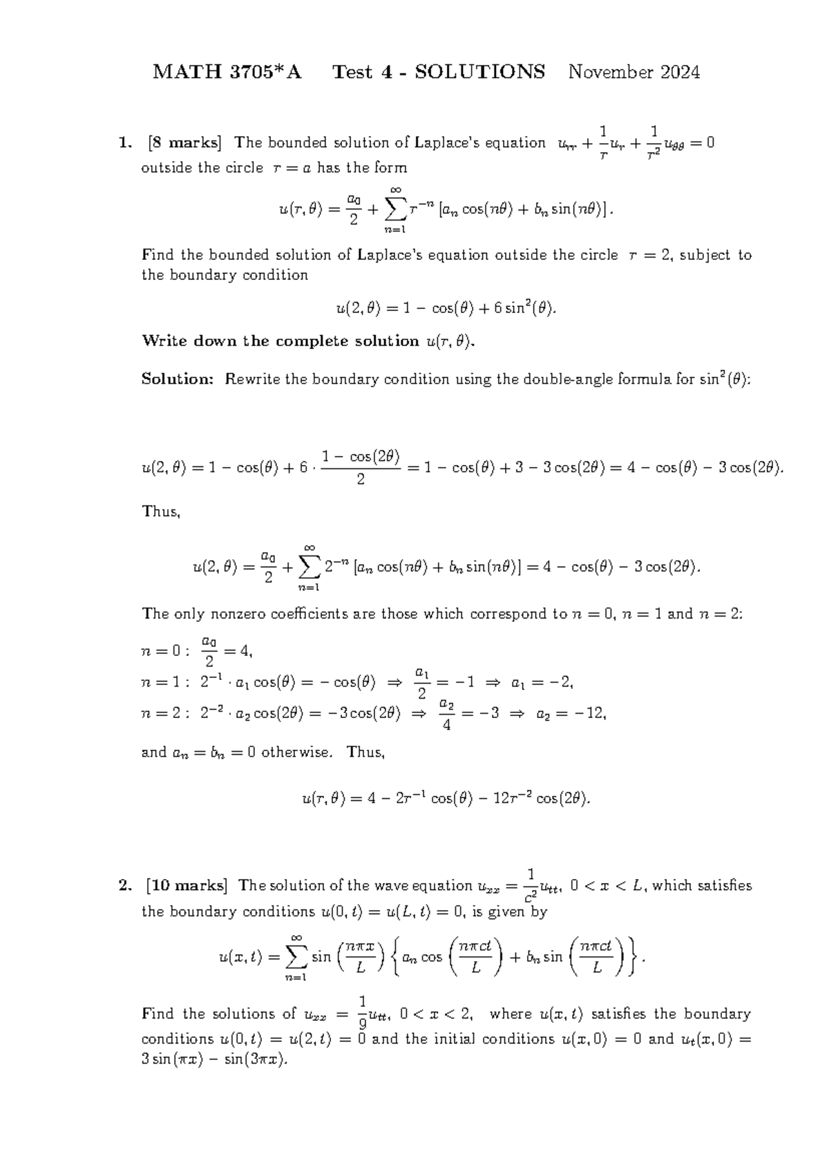 Test4 F24 solutions - MATH 3705 - MATH 3705*A Test 4 - SOLUTIONS ...
