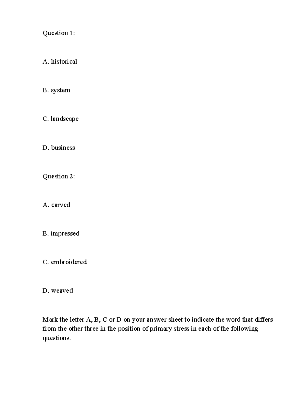 English Language Quiz Questions and Answers (ELQ 101) - Studocu