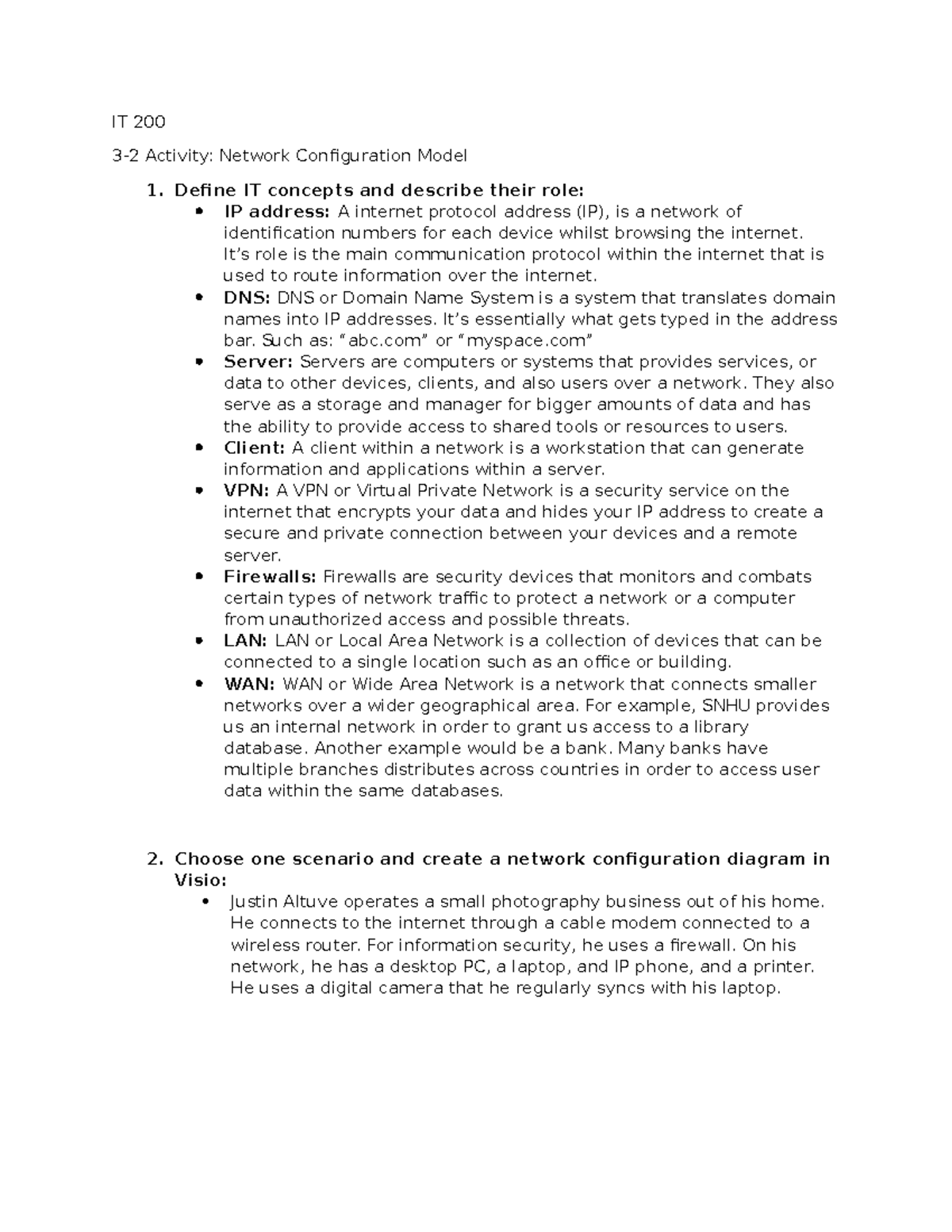 IT 200 3-2 Activity: Understanding Network Configuration Models - Studocu