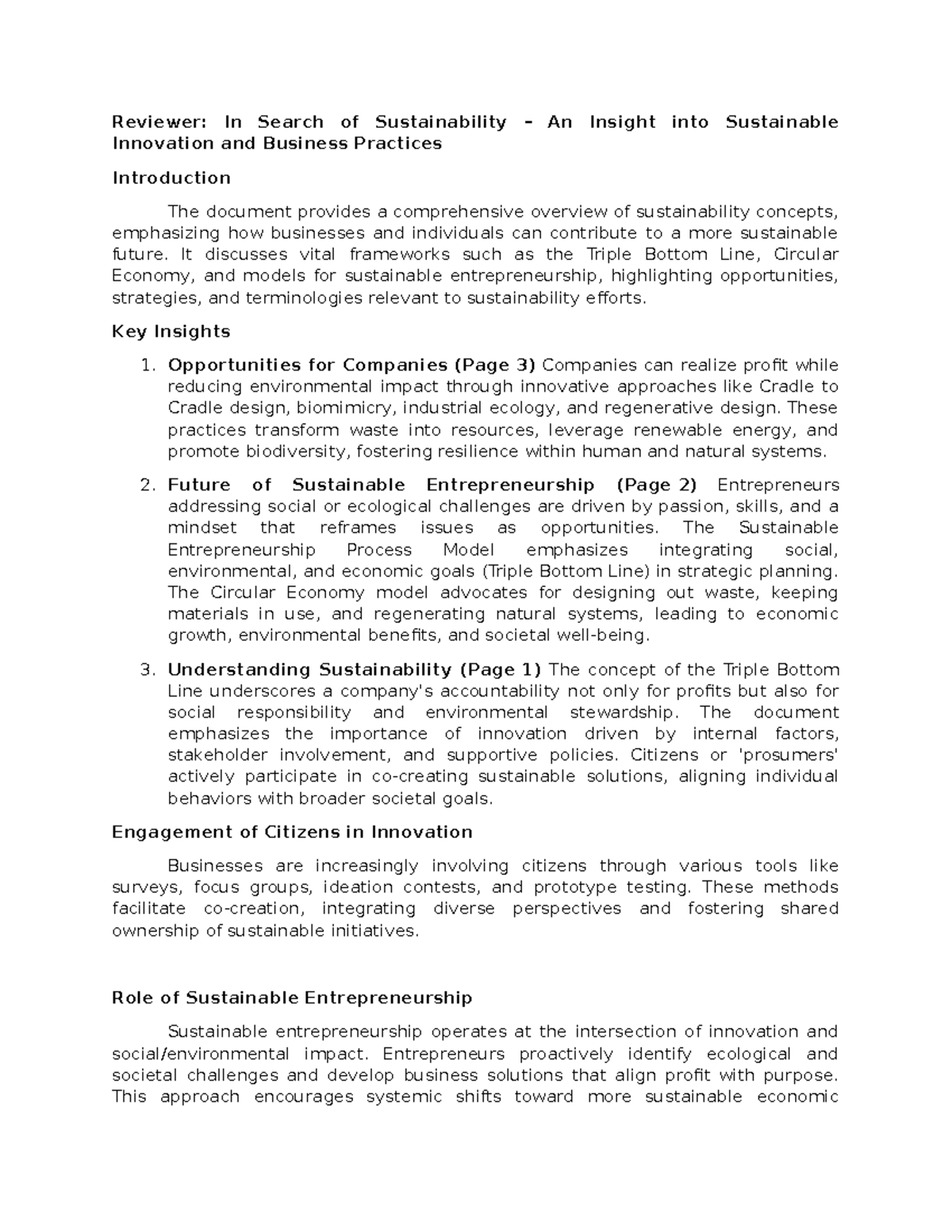 SUST 101: In Search of Sustainability - Insights on Innovation ...