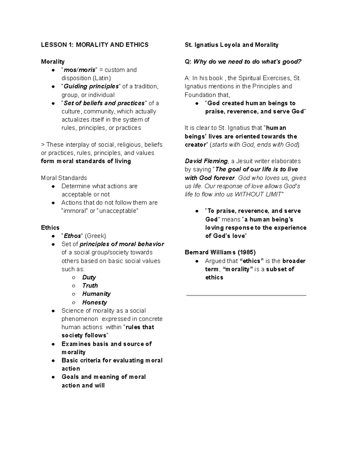 RS 402 LESSON NOTES: Morality, Ethics, and Christian Teachings - Studocu