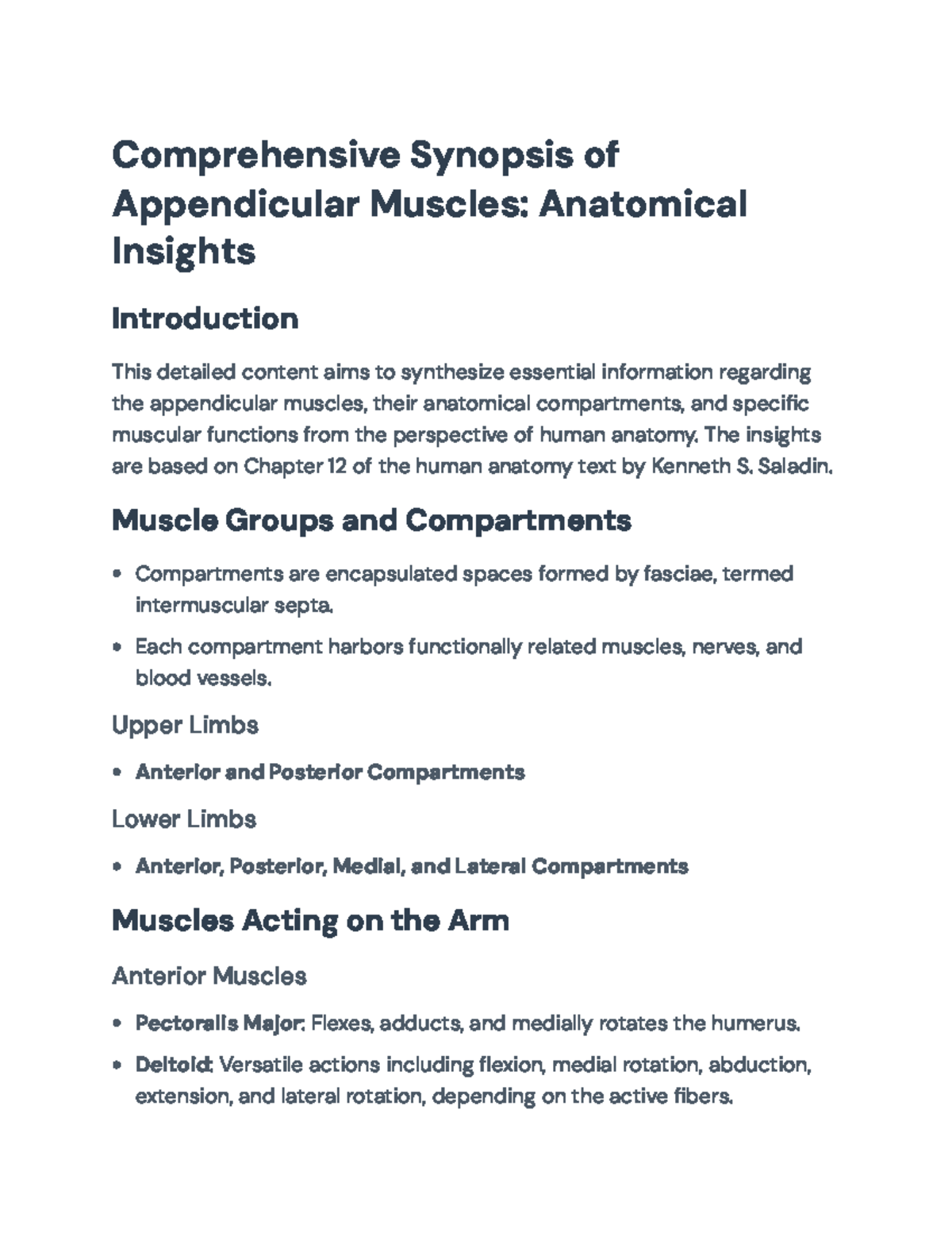 Comprehensive Overview of Appendicular Muscles in Human Anatomy ...