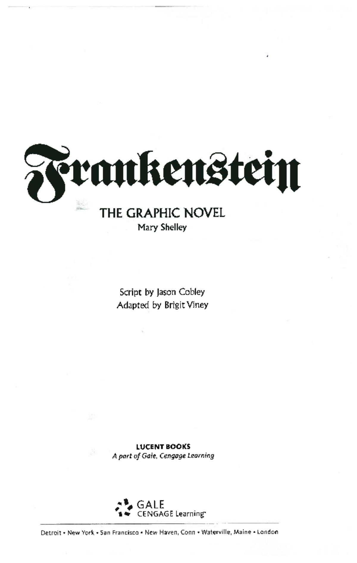 Frankenstein: The Graphic Novel Adaptation Overview - Studocu