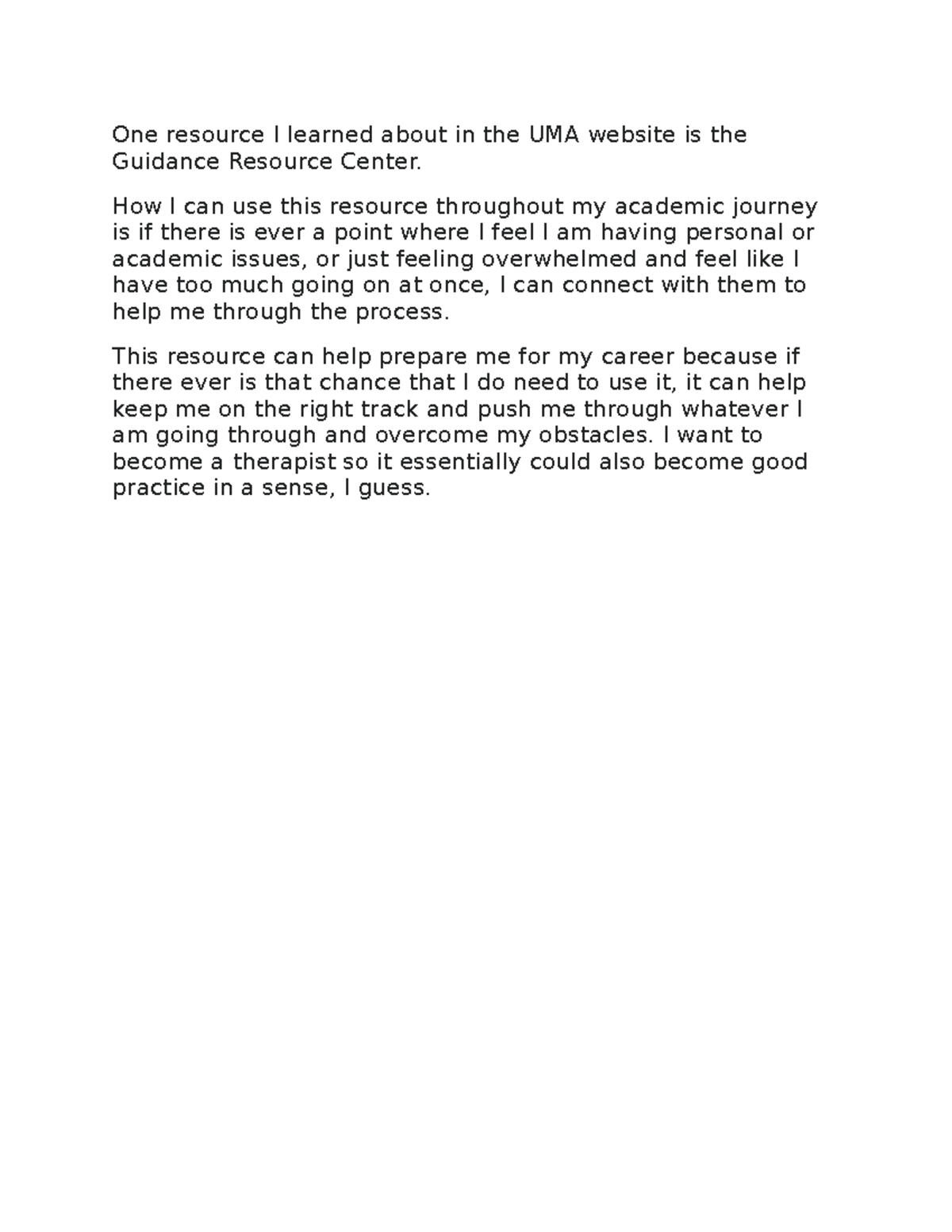 SS1000 Week 1 Discussion: Utilizing UMA Guidance Resources - Studocu