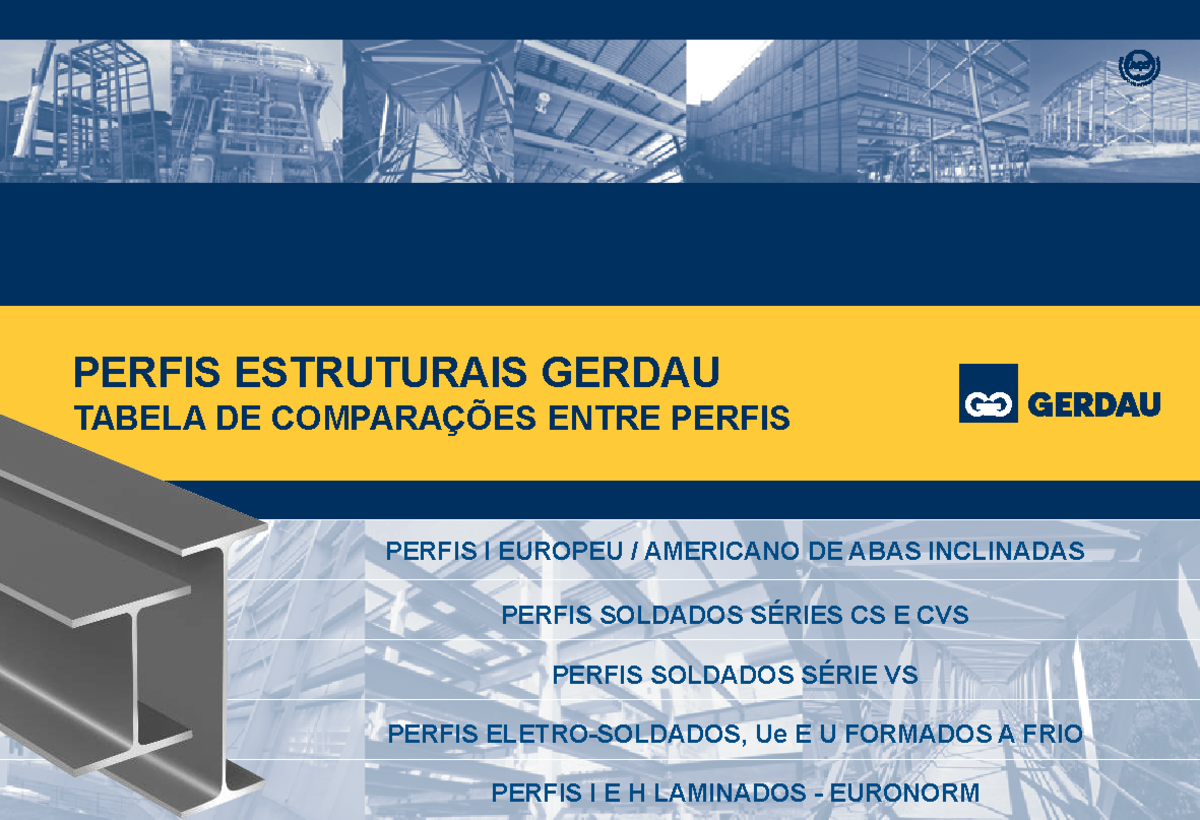 Tabela de Comparações de Perfis Estruturais Gerdau e Referências - Studocu