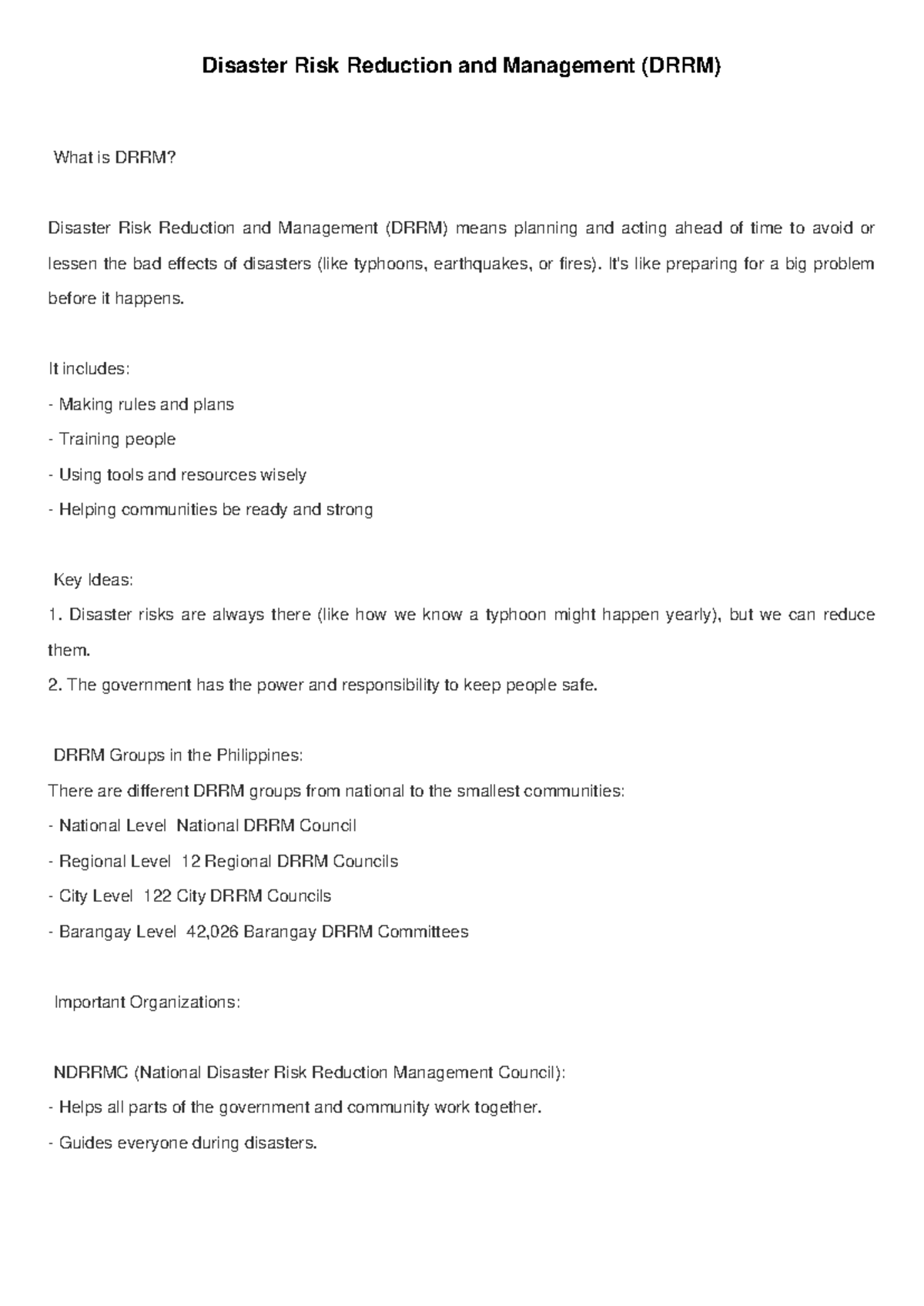 DRRM 101: Simplified Reviewer on Disaster Risk Reduction & Management - Studocu