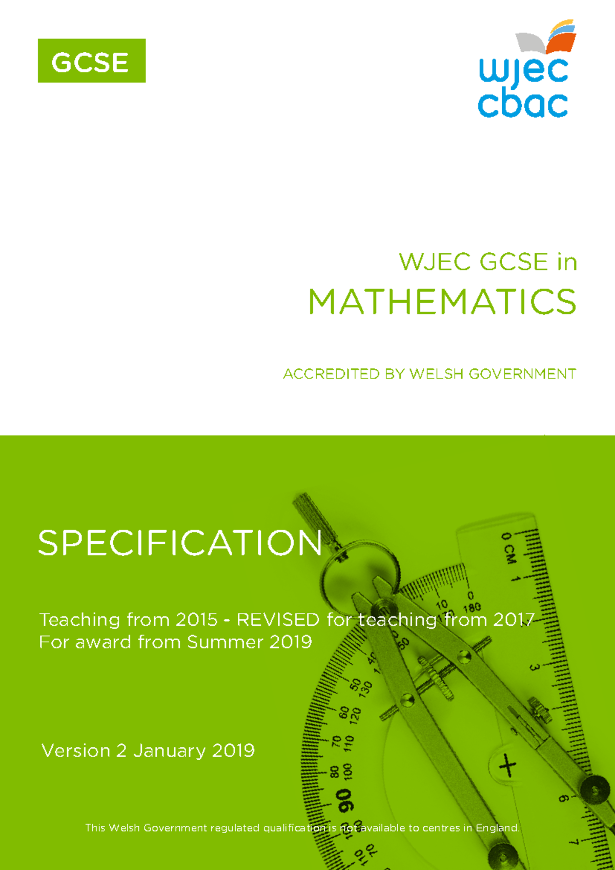 Wjec gcse maths spec from 2015 r e - This Welsh Government regulated ...