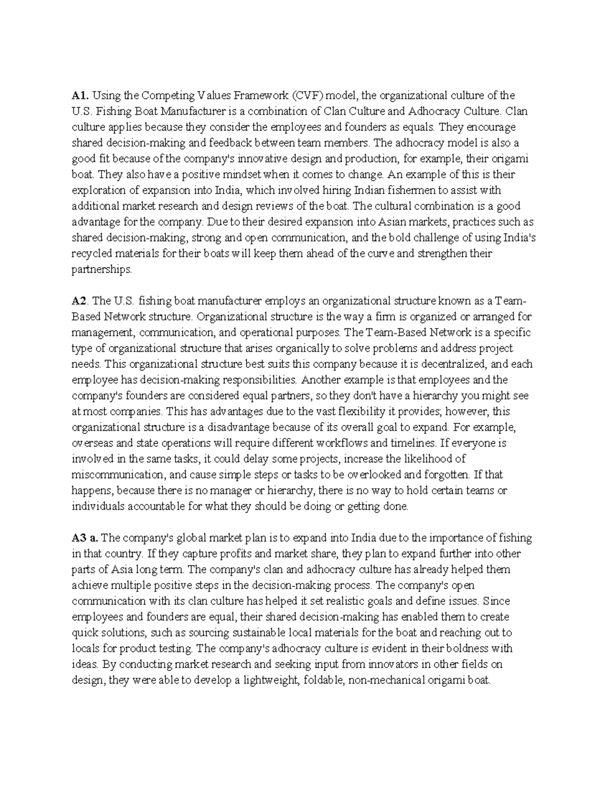 D081 V5-QBM3 Task 1: Analyzing Organizational Culture & Strategy - Studocu