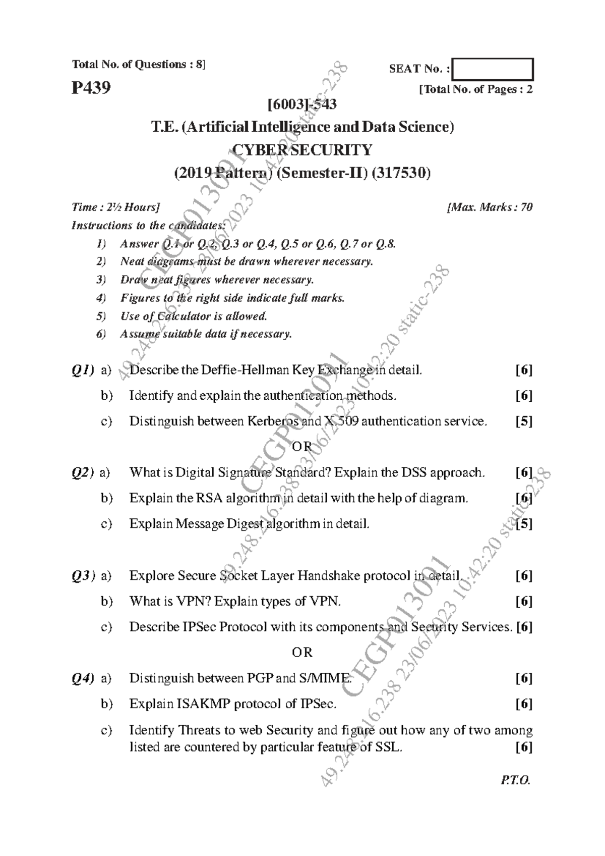 T.E. (AI DS) Cyber Security Final Exam (2019 Pattern) (317530) - Studocu
