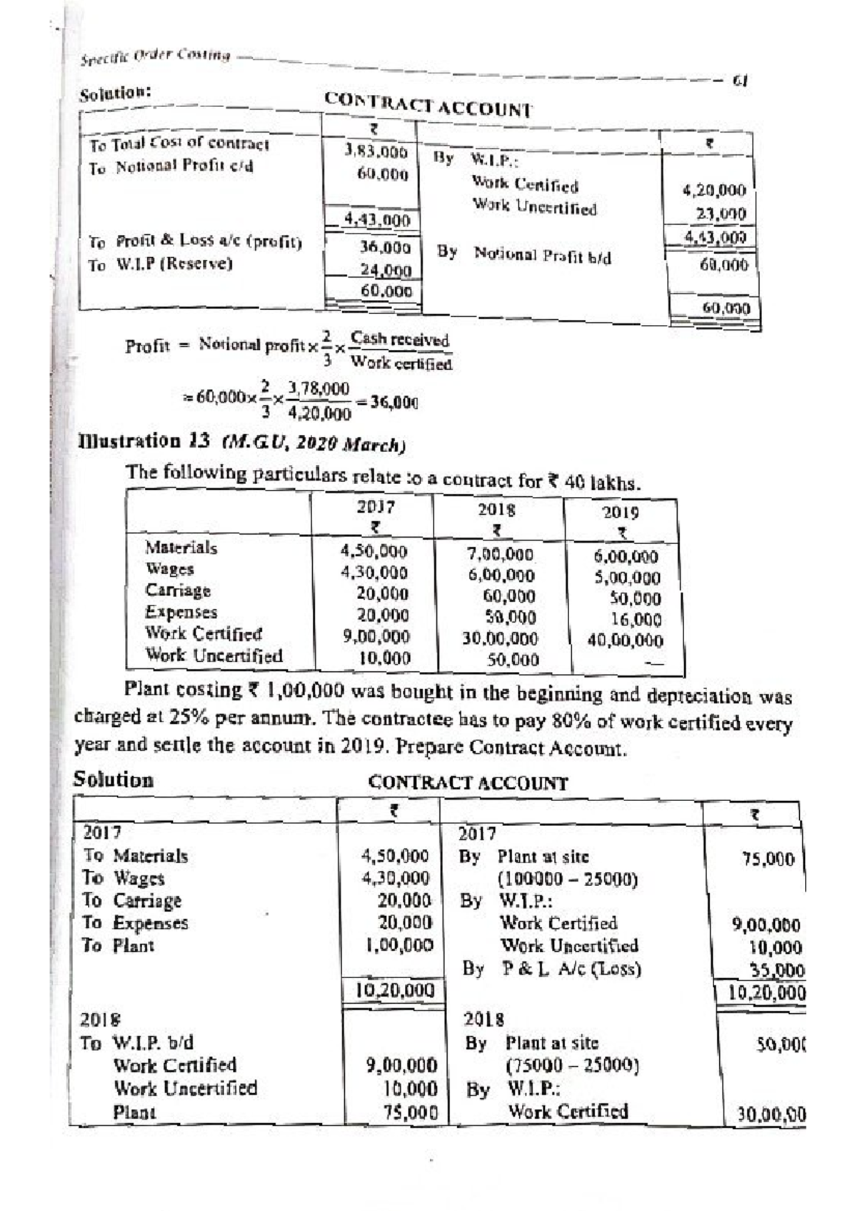 Specific Order Costing 61: Contract Account Analysis and Solution - Studocu