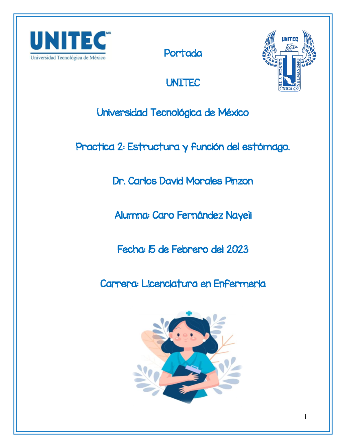 Practica 2 Estomago - Portada UNITEC Universidad Tecnológica de México ...
