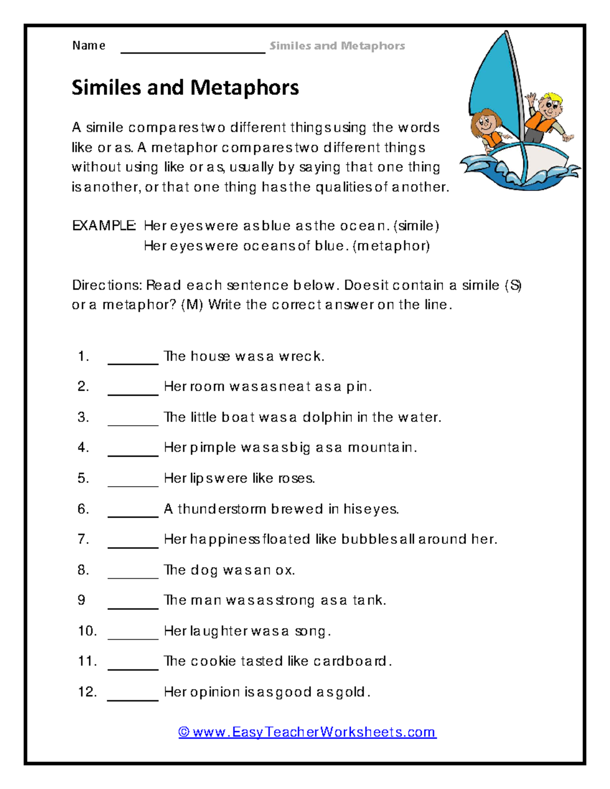 Similes and Metaphors: Understanding and Identifying (ENG101) - Studocu