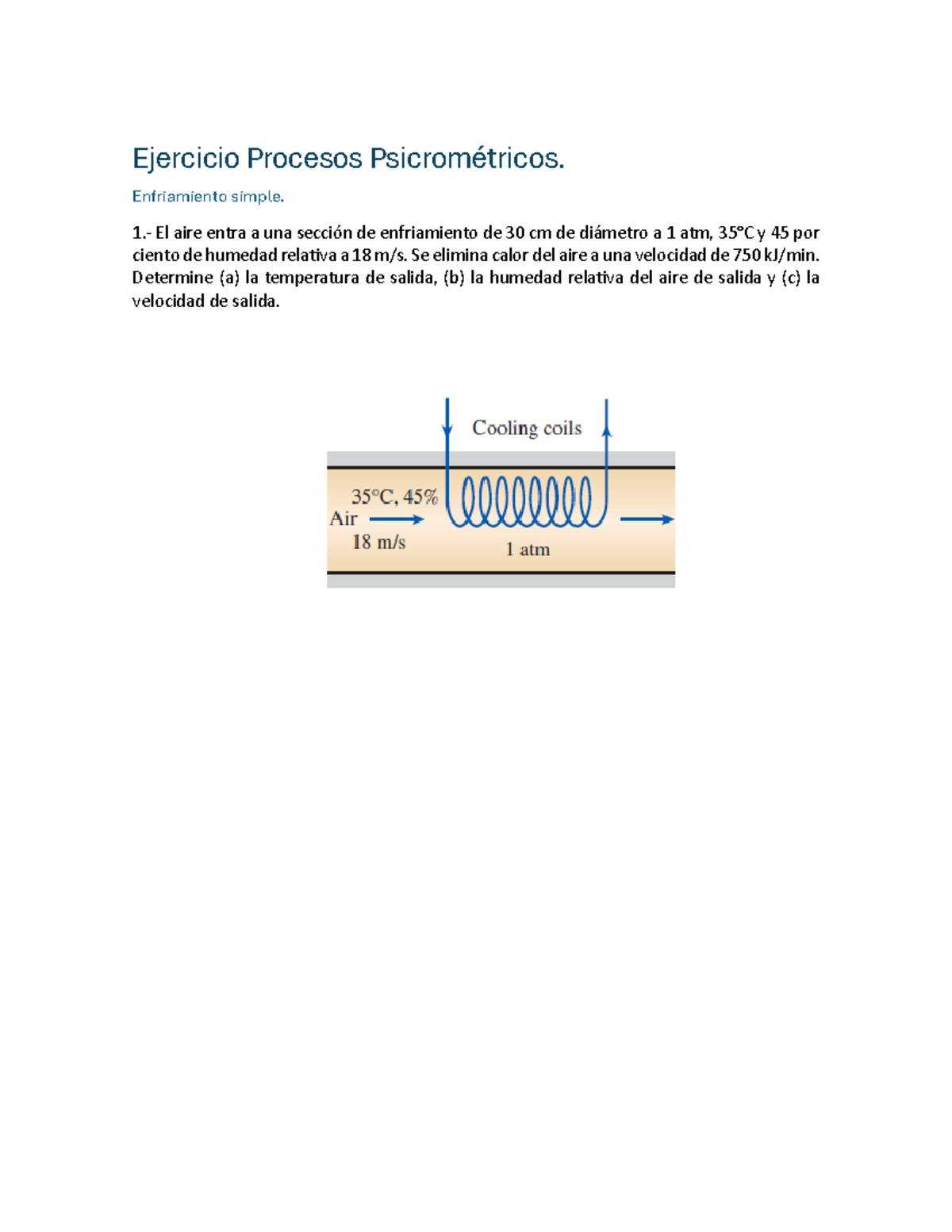 Ejercicios Procesos Psicrométricos Simple 2 - Termodinámica y Fluidos - Ejercicio Procesos - Studocu