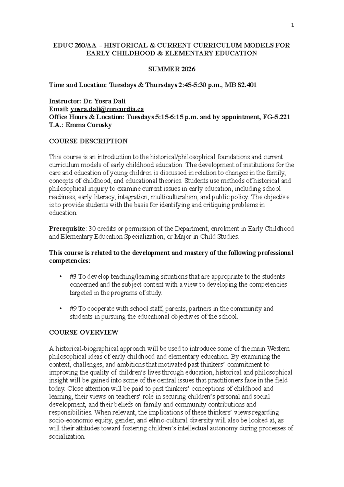 EDUC 260: Historical & Current Curriculum Models in Early Childhood ...