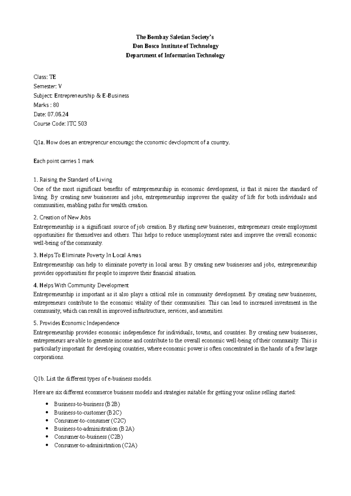 EEB ITC 503 May 2024 Exam Paper Solutions & Key Concepts - Studocu