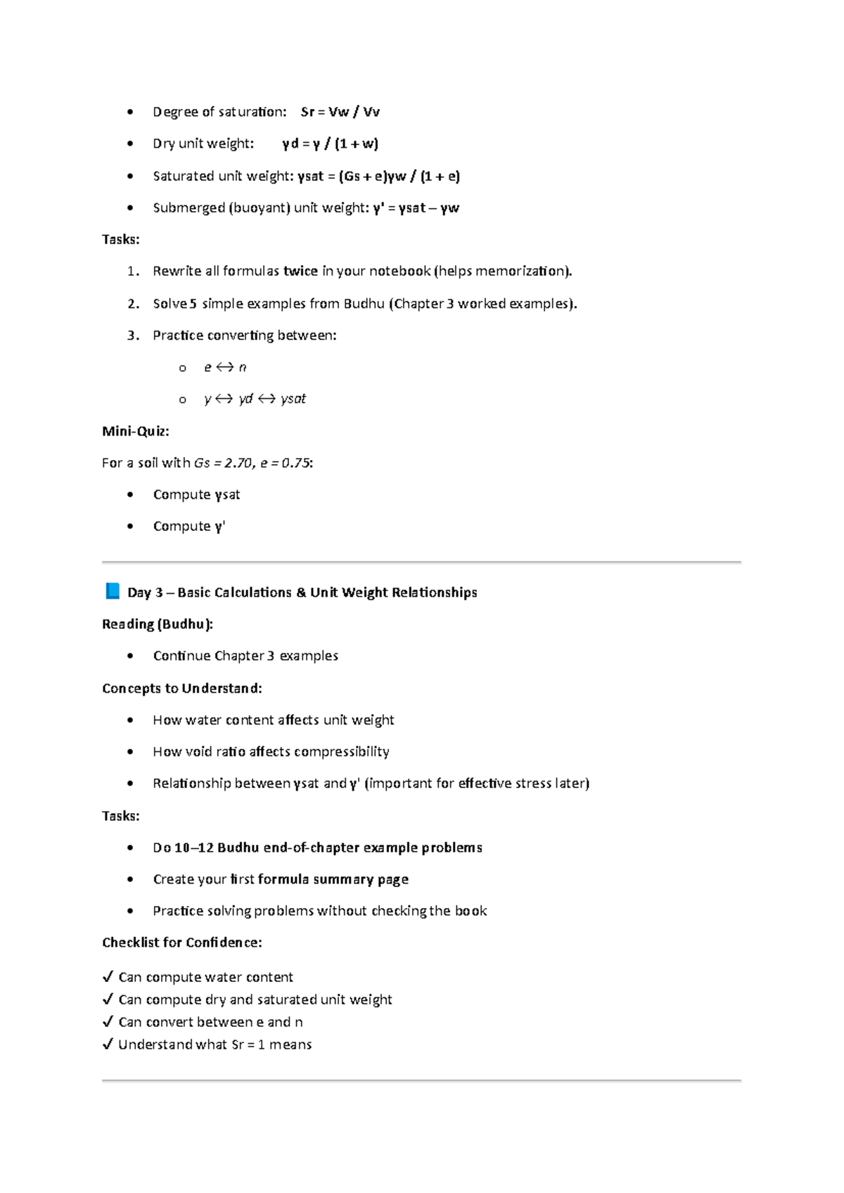 Geo P21 to P30 - Soil Unit Weight Relationships & Practice Worksheets ...