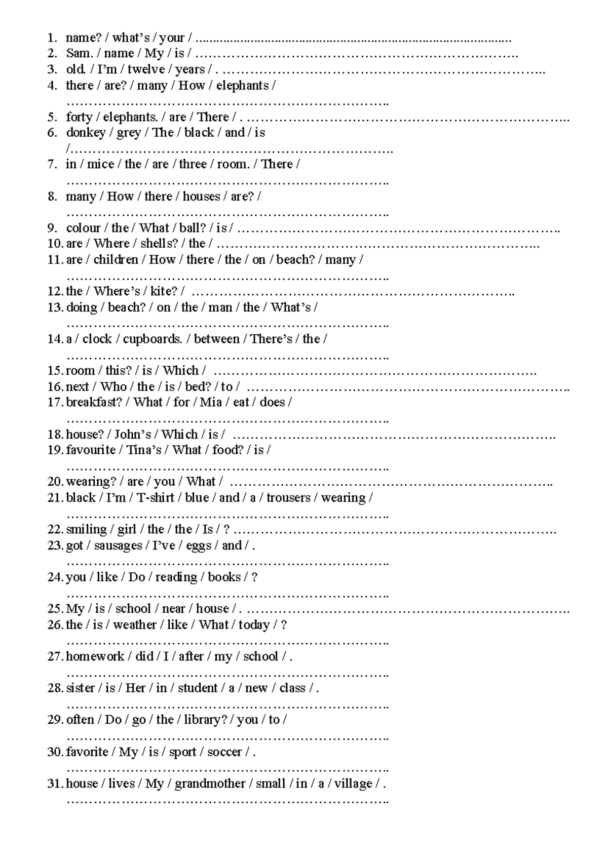 ENG101: Sentence Reorder Exercise for English Language Skills - Studocu