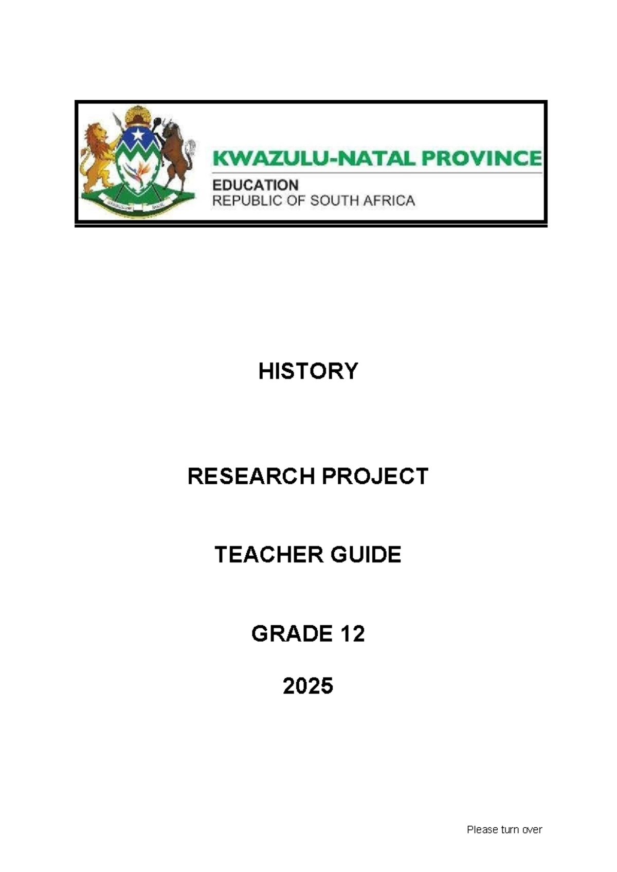 Grade 12 History Research Project Teacher Guide 2025 - Studocu