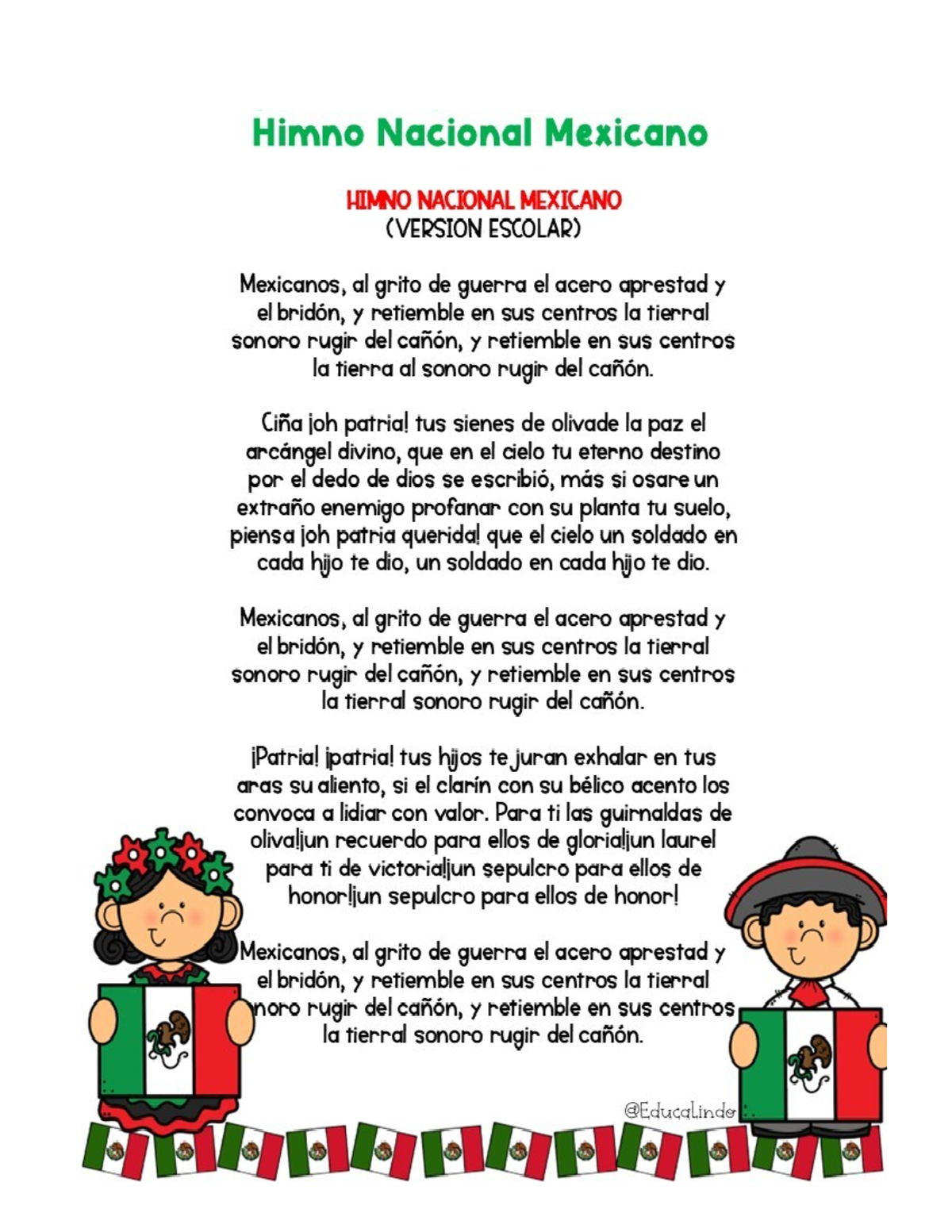 Himno Nacional Mexicano Versión Escolar Análisis Y Significado