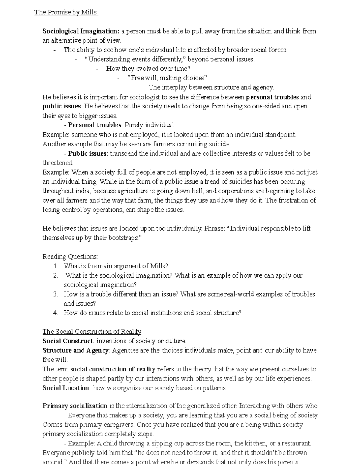 SOC 104 Study Guide for Exam 1: Sociological Perspectives & Theories ...