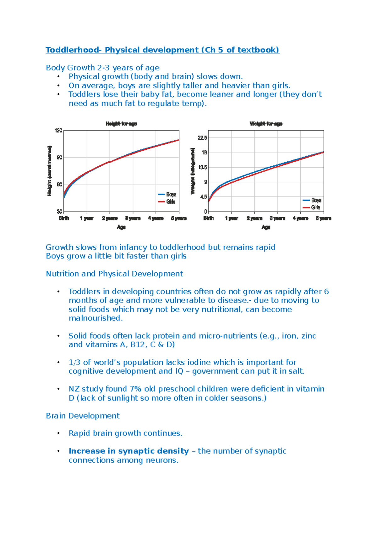 Toddlerhood Development: Physical Growth & Milestones (Test 3 Notes ...