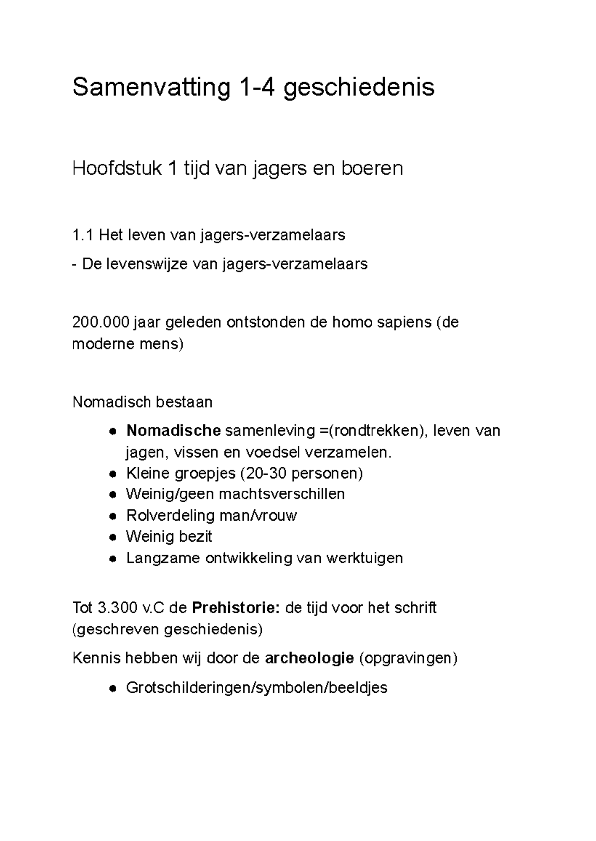 H1 Geschiedenis: Jagers, Boeren en de Agrarische Revolutie - Studeersnel