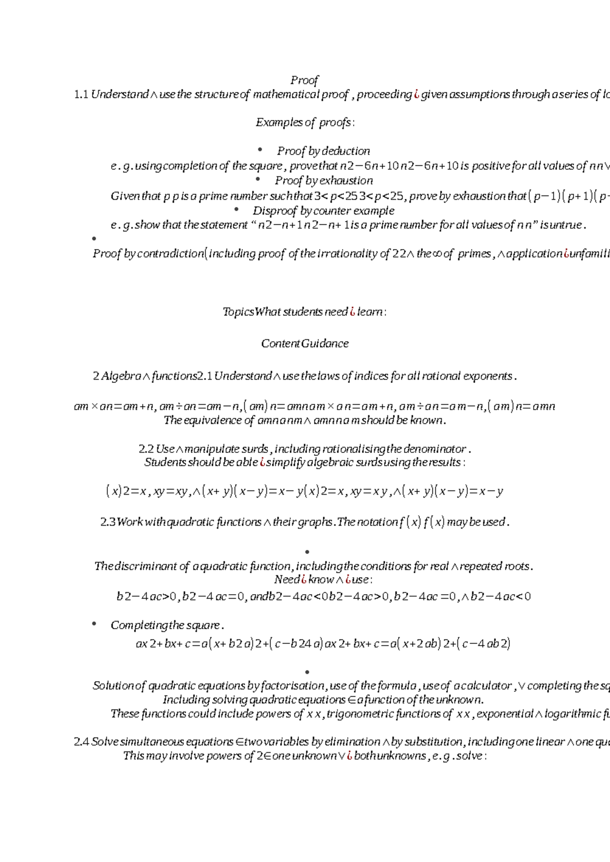 Maths Spec on Word - Specification details in alternate format - Proof ...