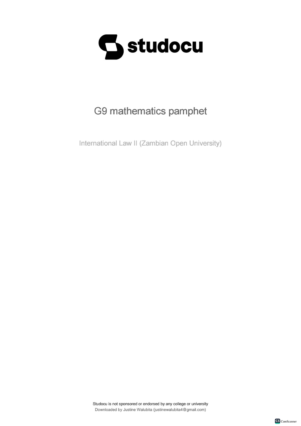 G9 Mathematics Pamphlet: Key Concepts and Formulas Explained - Studocu