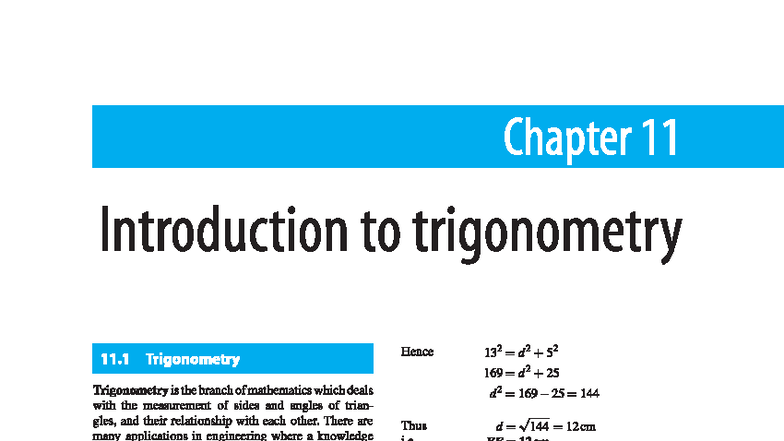 Trigonometry Notes 2: Chapter 11 Overview and Applications - Studocu