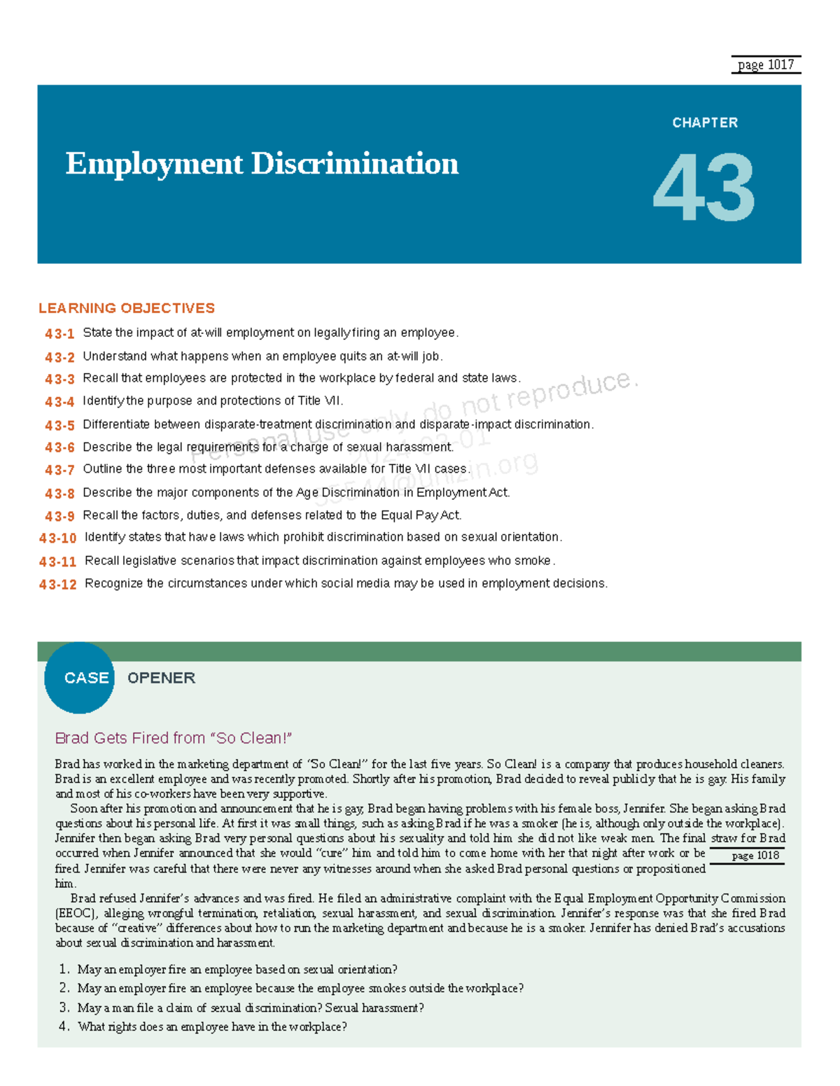Dynamic Business Law: Employment Discrimination and Title VII Overview ...