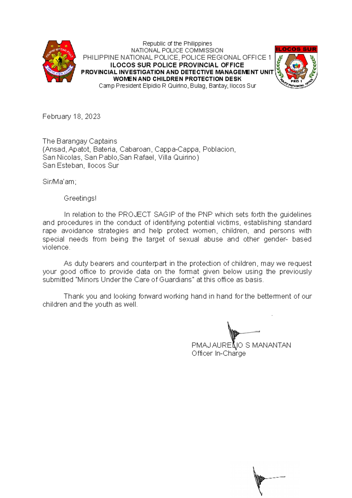Project Sagip Profiling: Guidelines for Child Protection Data ...