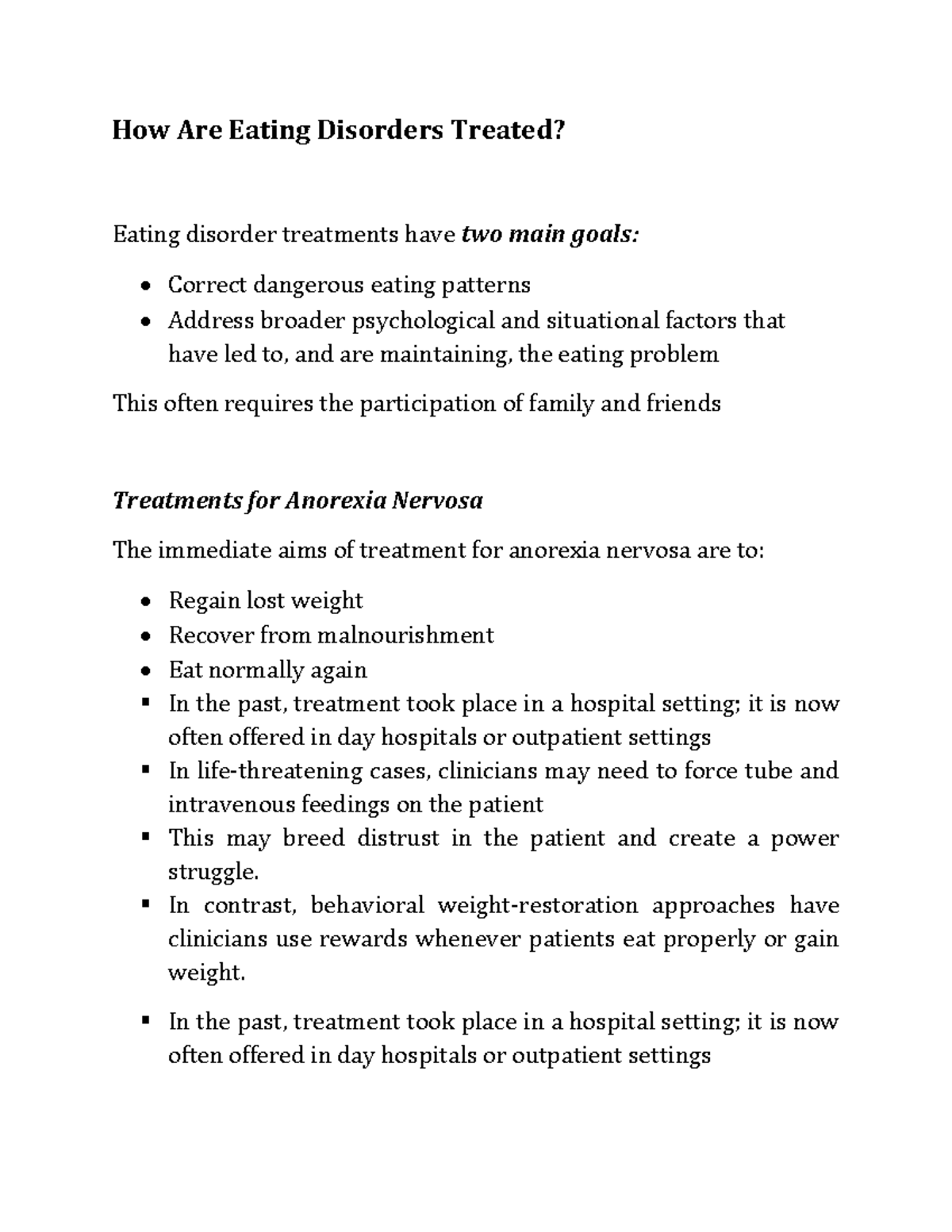 How Are Eating Disorders Treated - BS Psychology - PUP - Studocu