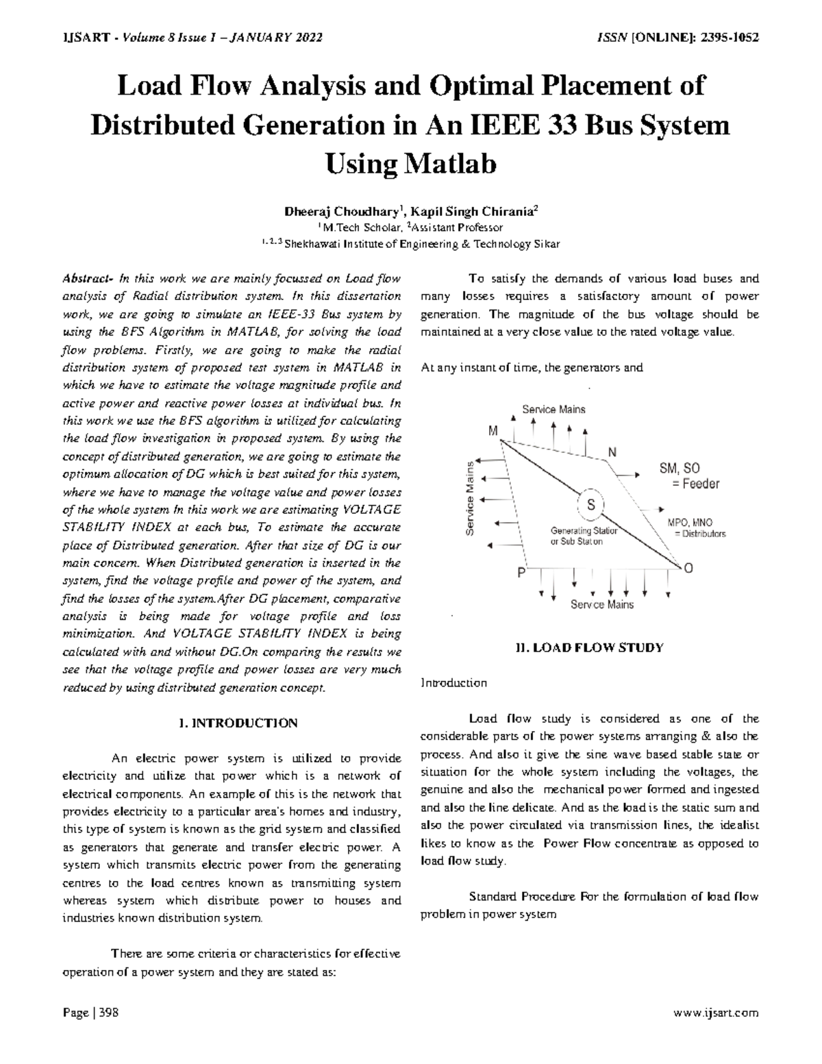 Load Flow Analysis & Optimal DG Placement in 33 Bus System (IJSART) - Studocu
