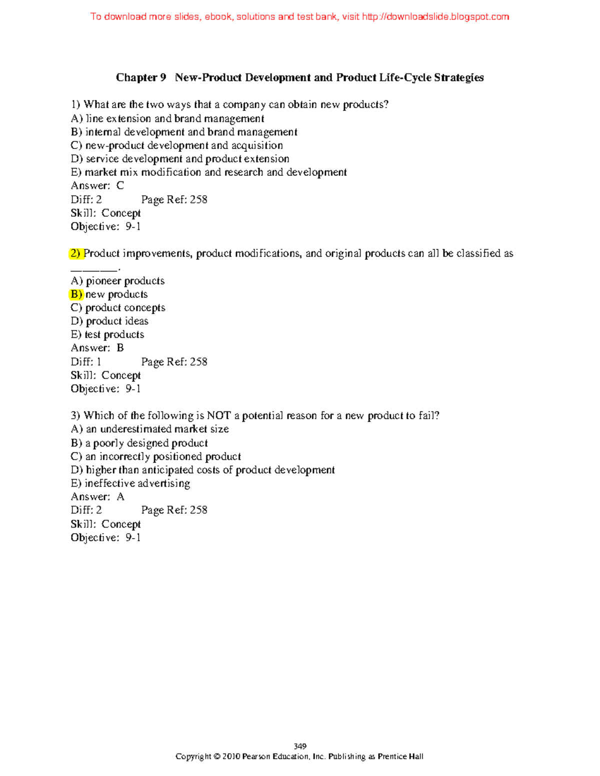 Chapter 9 Q - Test bank - 349 Chapter 9 New-Product Development and ...
