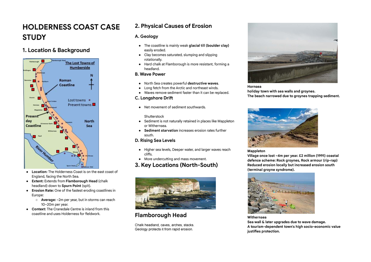 Holderness Coast Case Study: Erosion Factors & Key Locations - Studocu