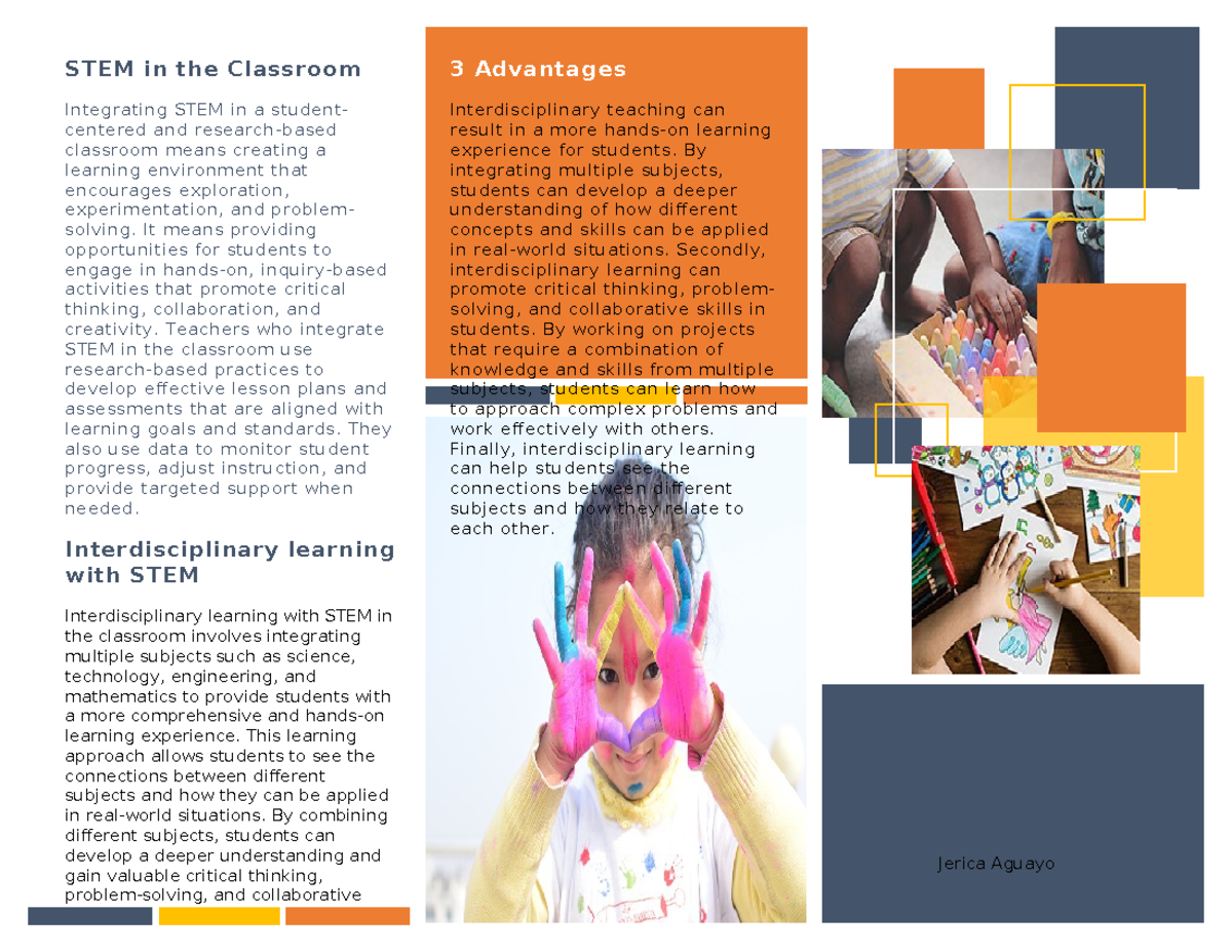 ELM 462 T1 Integrating STEM in the Classroom Brochure - Studocu