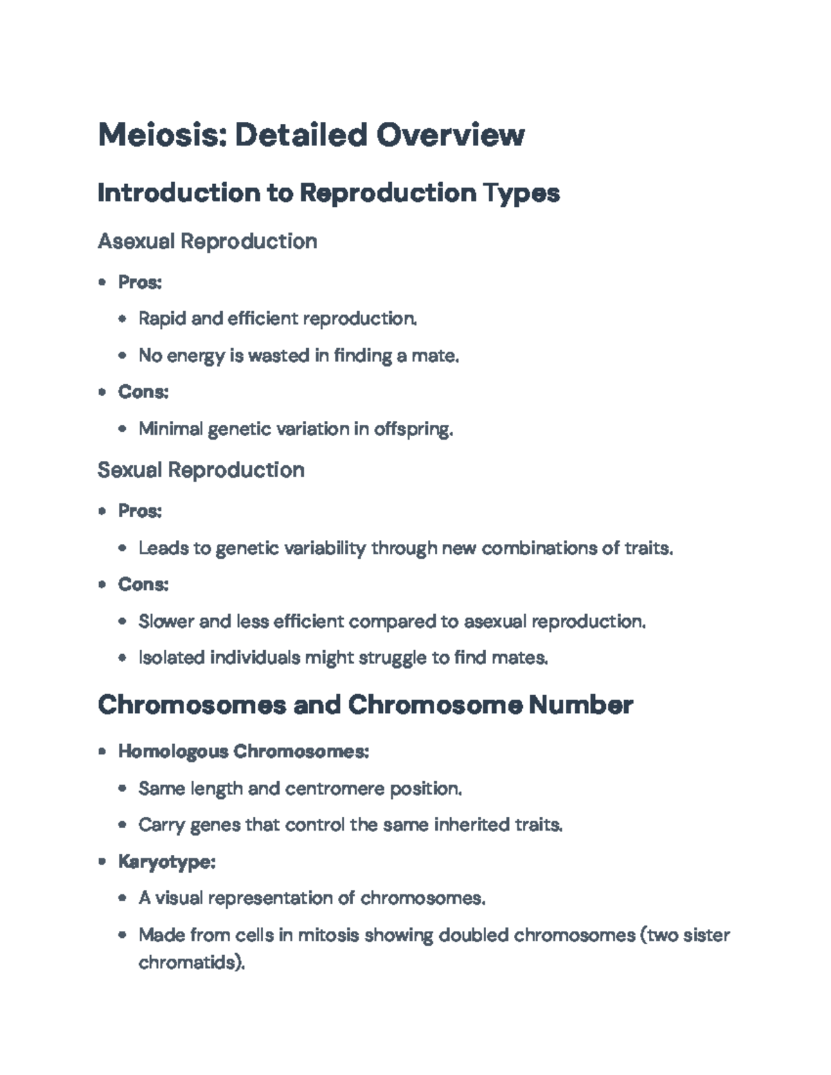 Meiosis Overview: Processes, Genetic Variability, and Chromosomal ...
