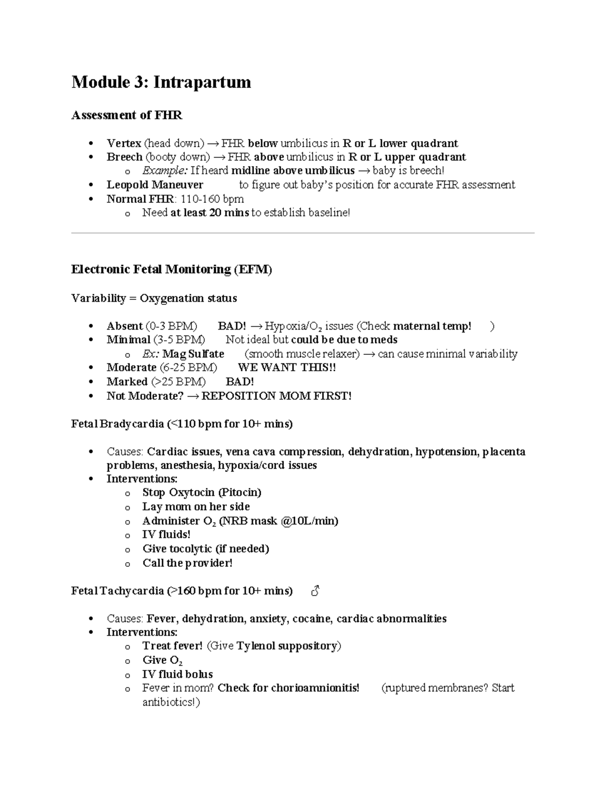 OB 2nd Exam - Intrapartum Assessment & Key Concepts Notes - Studocu