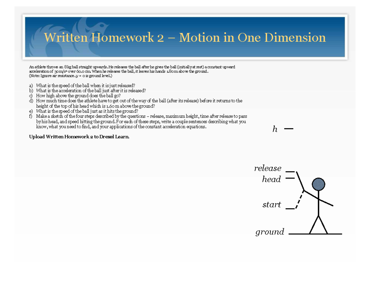 HW 2: Motion in One Dimension - Athlete's Ball Throw Analysis - Studocu